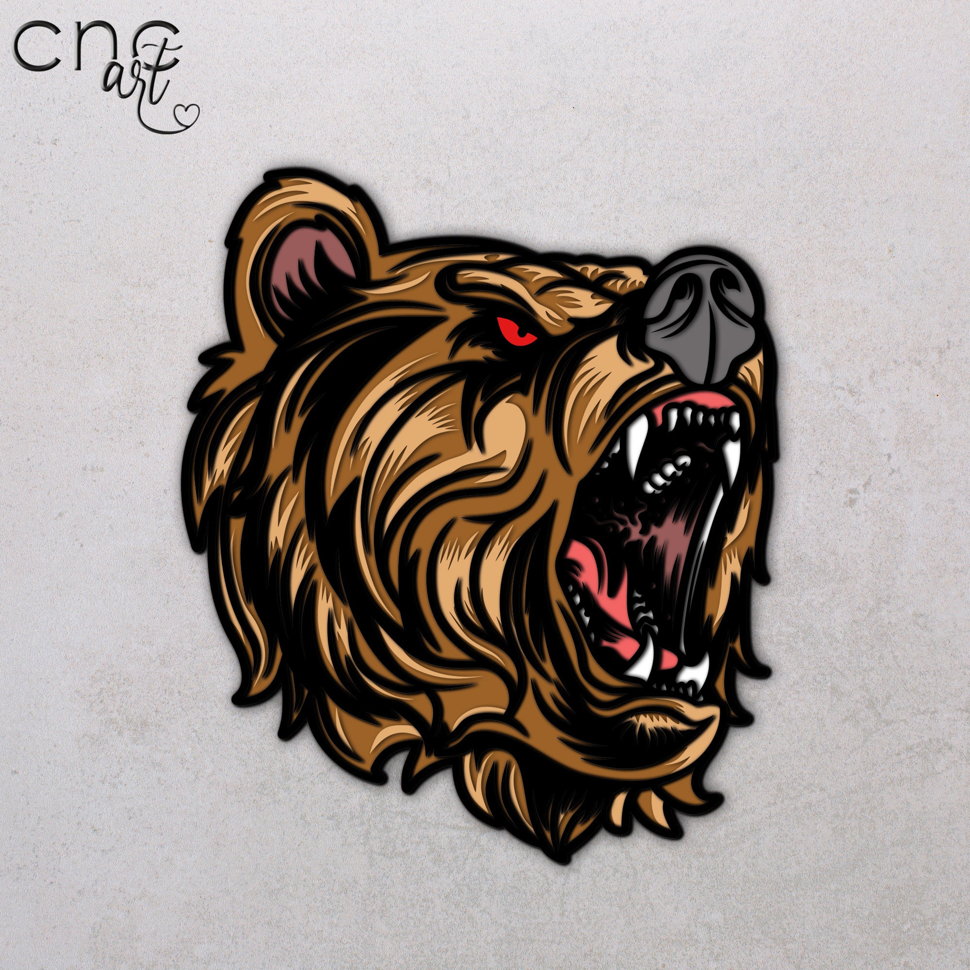 3d Bear Laser Cut File, 3d Bear Wall Art Svg, Multilayer Laser Bear ...