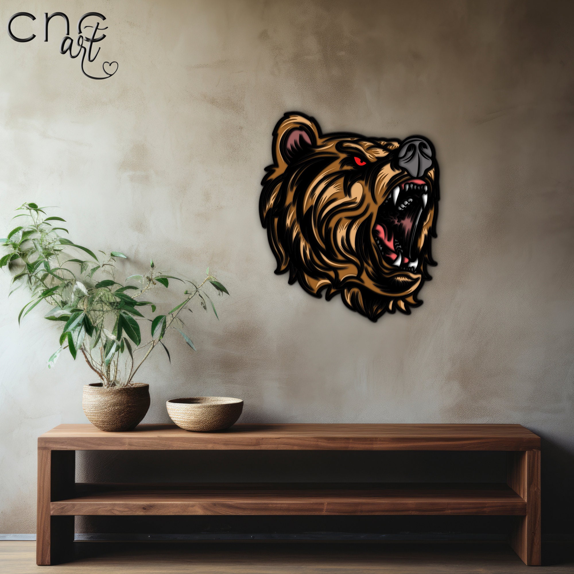 3d Bear Laser Cut File, 3d Bear Wall Art Svg, Multilayer Laser Bear ...