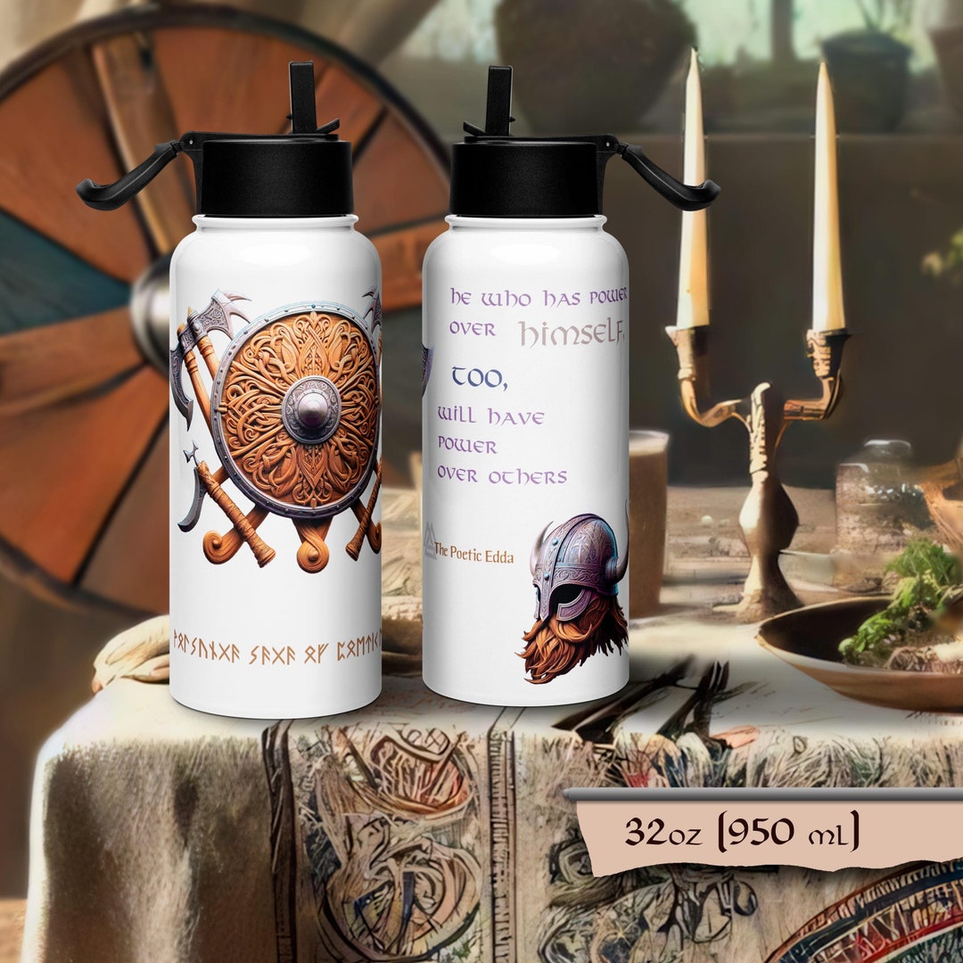 Stainless Steel Water Bottle With Viking Poem From the Poetic Edda and ...