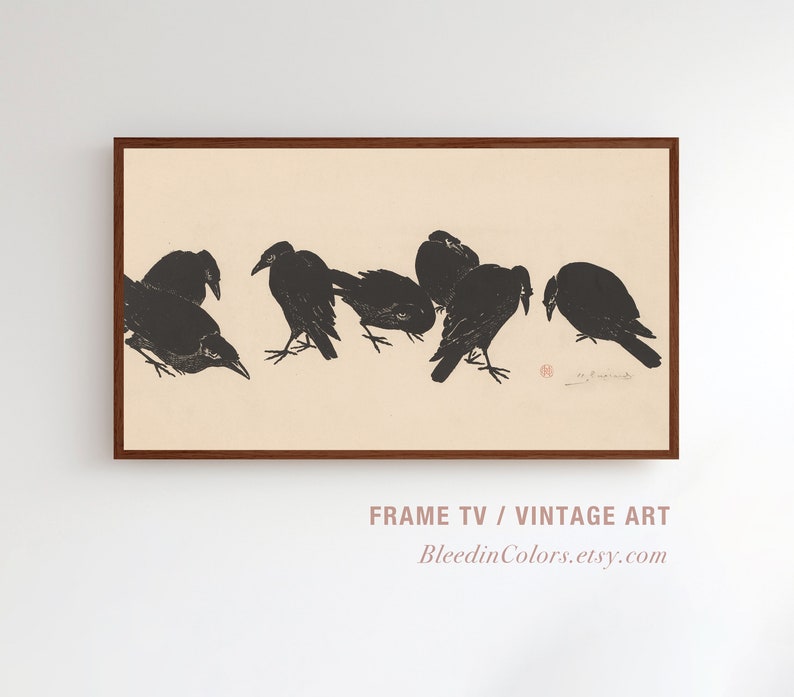 Halloween Samsung Frame TV Art Download | Vintage Crow Artwork - Etsy