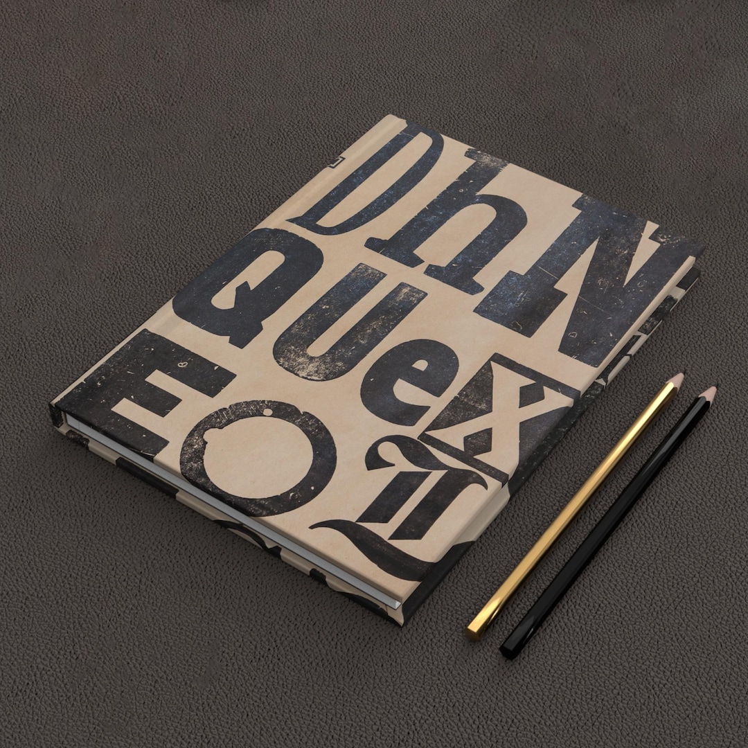 Vintage Letterpress Typography Artwork Hardcover Lined Journal Notebook ...