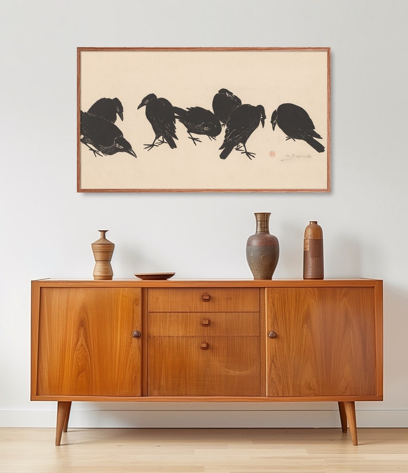 Halloween Samsung Frame TV Art Download | Vintage Crow Artwork - Etsy