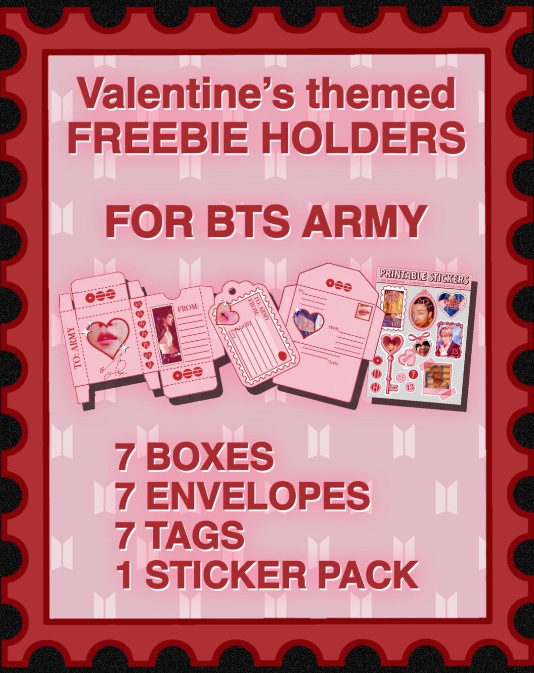 BTS Freebie Holders - VALENTINES THEMED - Etsy