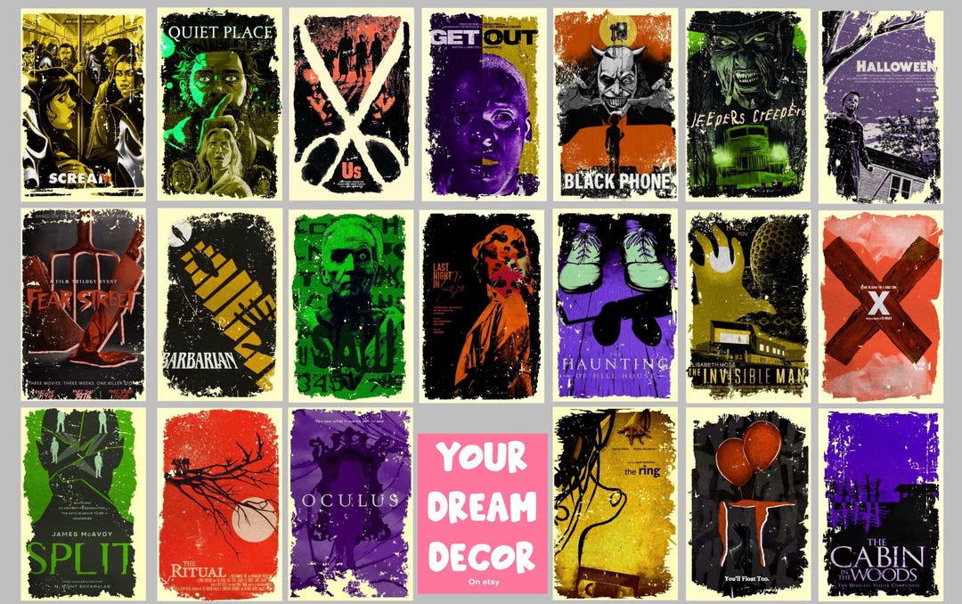 Vintage Horror Movie Poster Set: Spooky Home Decor (digital Download ...