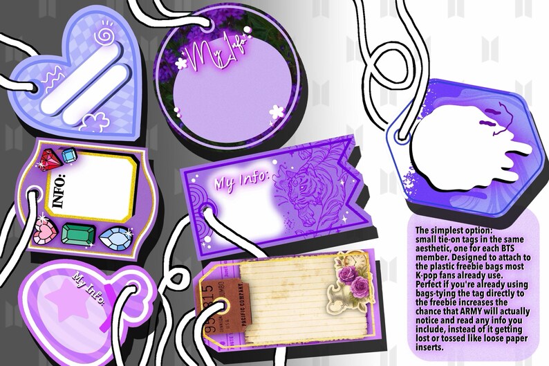 BTS Freebie Holders - PURPLE PACK - Etsy