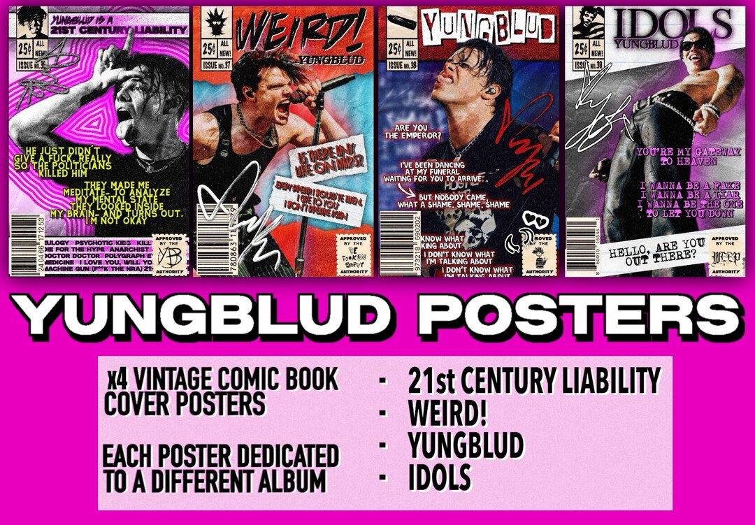 Yungblud - 4 Vintage Comic Book Cover Posters [21st Century Liability ...