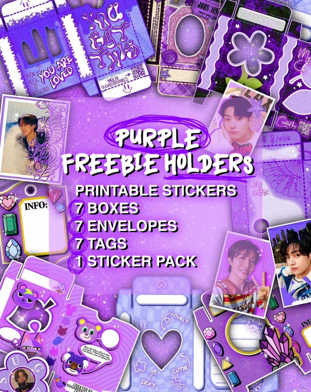 BTS Freebie Holders - PURPLE PACK - Etsy