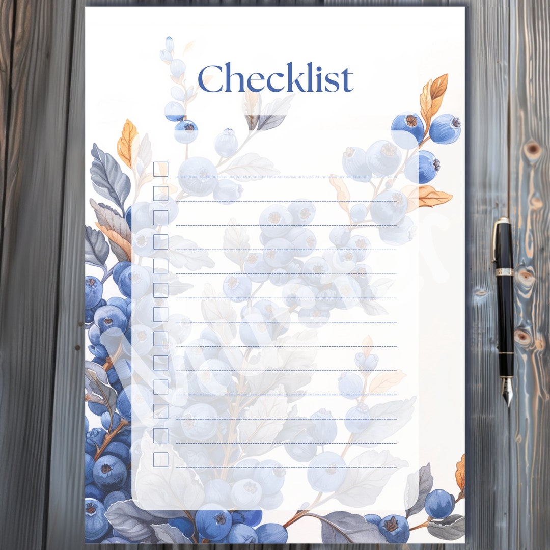 Checklist, Floral Design, Printable, PDF, DIN A4/DIN A5, Digital ...