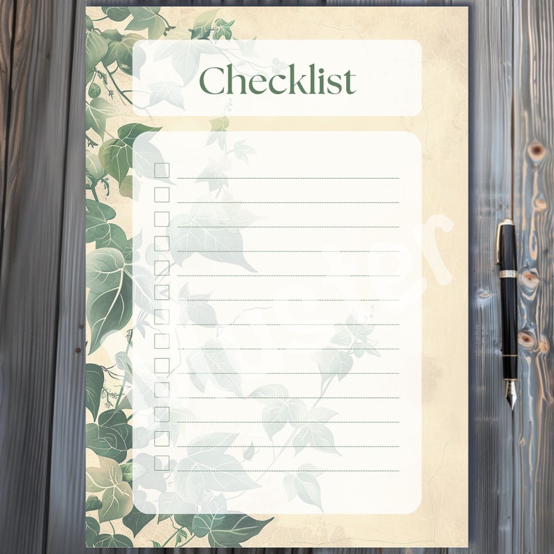 Checklist, Floral Design, Printable, PDF, DIN A4/DIN A5, Digital ...