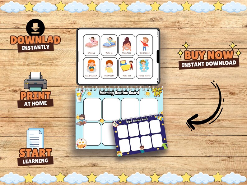 Morning and Evening Routine Chart for Kids | Printable Visual Planner ...