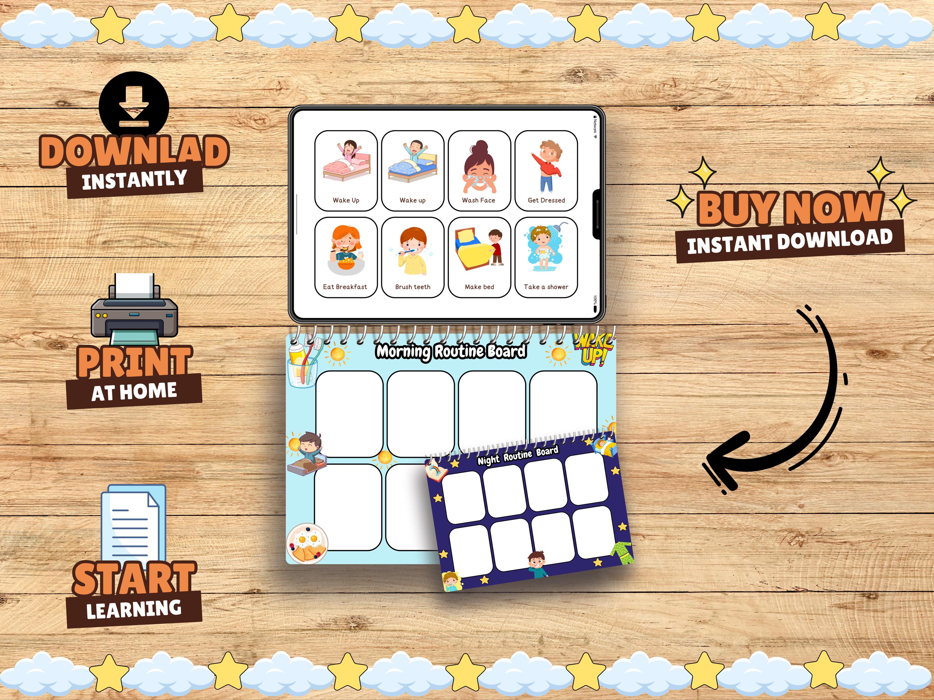 Morning and Evening Routine Chart for Kids | Printable Visual Planner ...