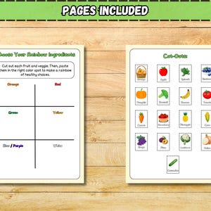 Rainbow Smoothie Sorting Activity for Kids Fun Cut & Paste for Healthy ...