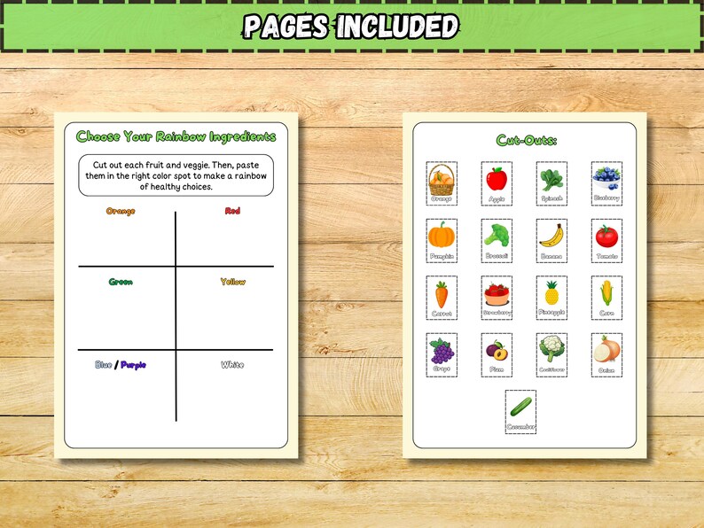 Rainbow Smoothie Sorting Activity for Kids Fun Cut & Paste for Healthy ...