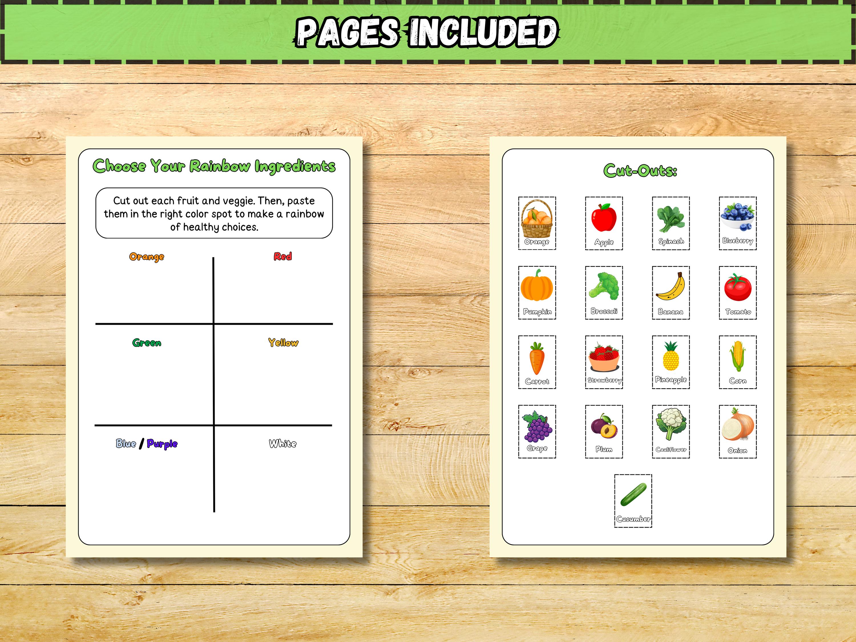 Rainbow Smoothie Sorting Activity for Kids Fun Cut & Paste for Healthy ...