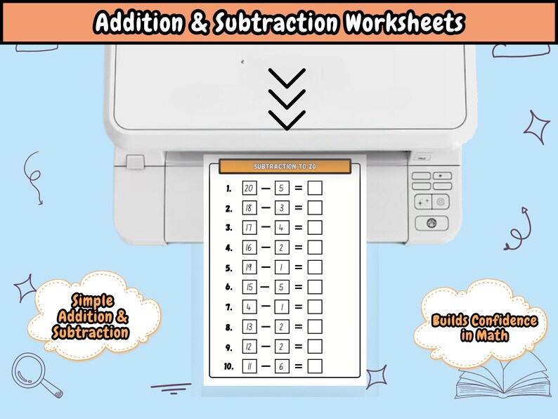 Addition & Subtraction Worksheets Fun Math Activities for Kids Early ...