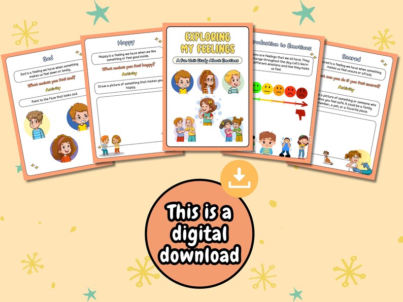 Feelings Worksheet for Kids Self-regulation & Emotions Workbook Therapy ...