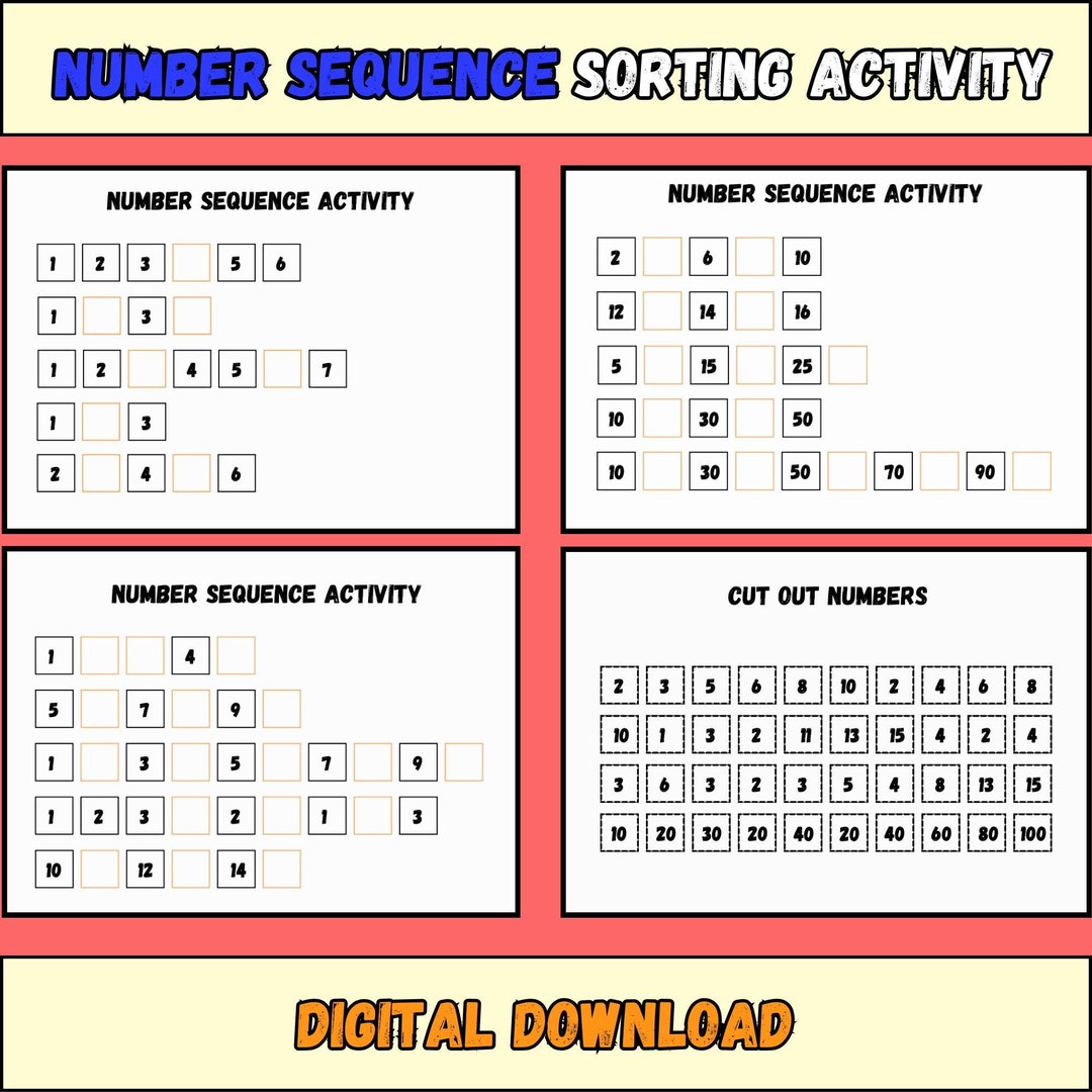 Number Sequence Activity: Printable Worksheet for Kids to Practice ...