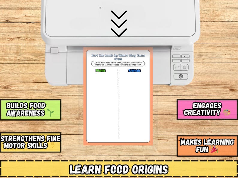 Food Worksheet Food Sorting Activity for Kids | Plant Vs. Animal Foods ...