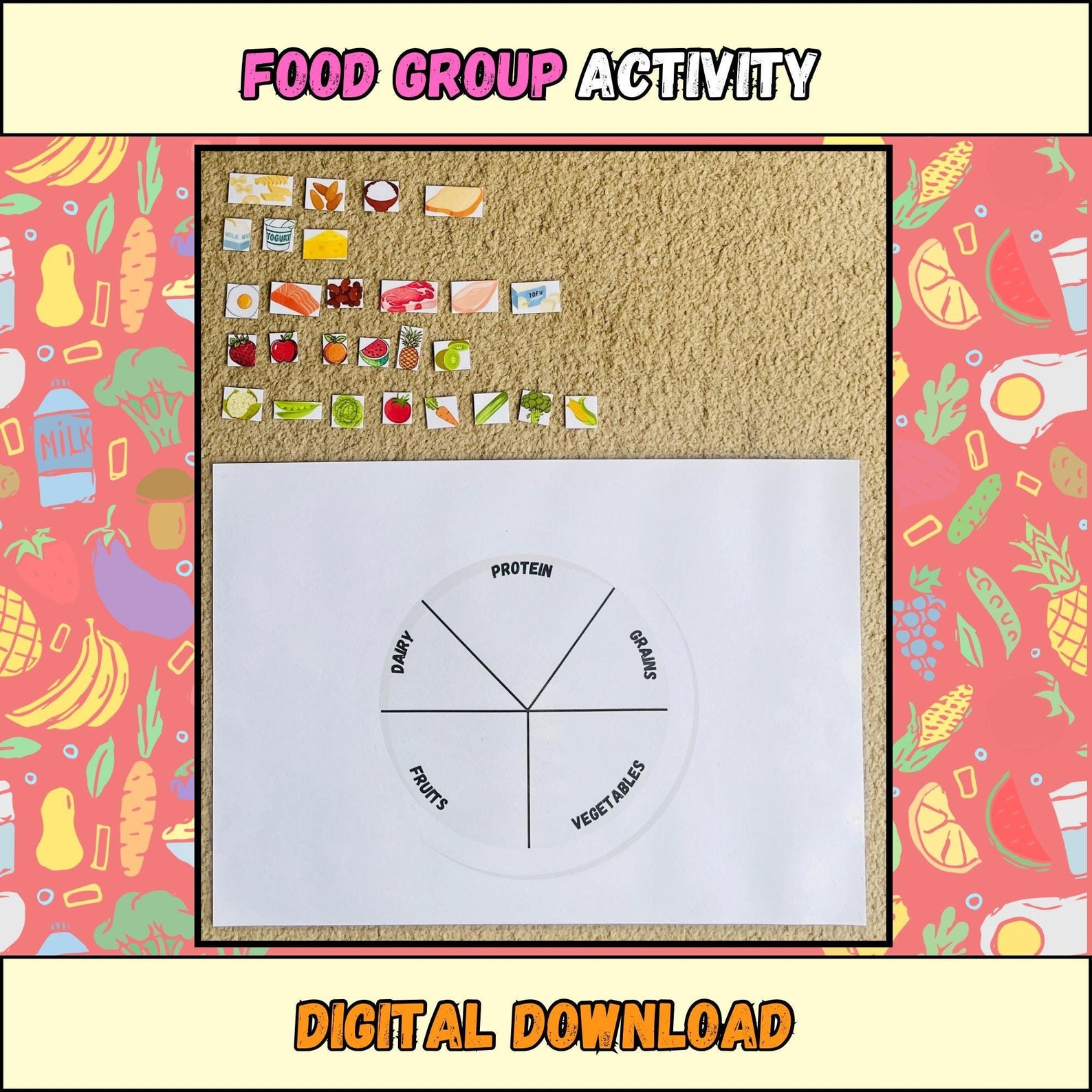 Printable Food & Meal Prep Worksheet for Kids Cut-out Food Items With ...