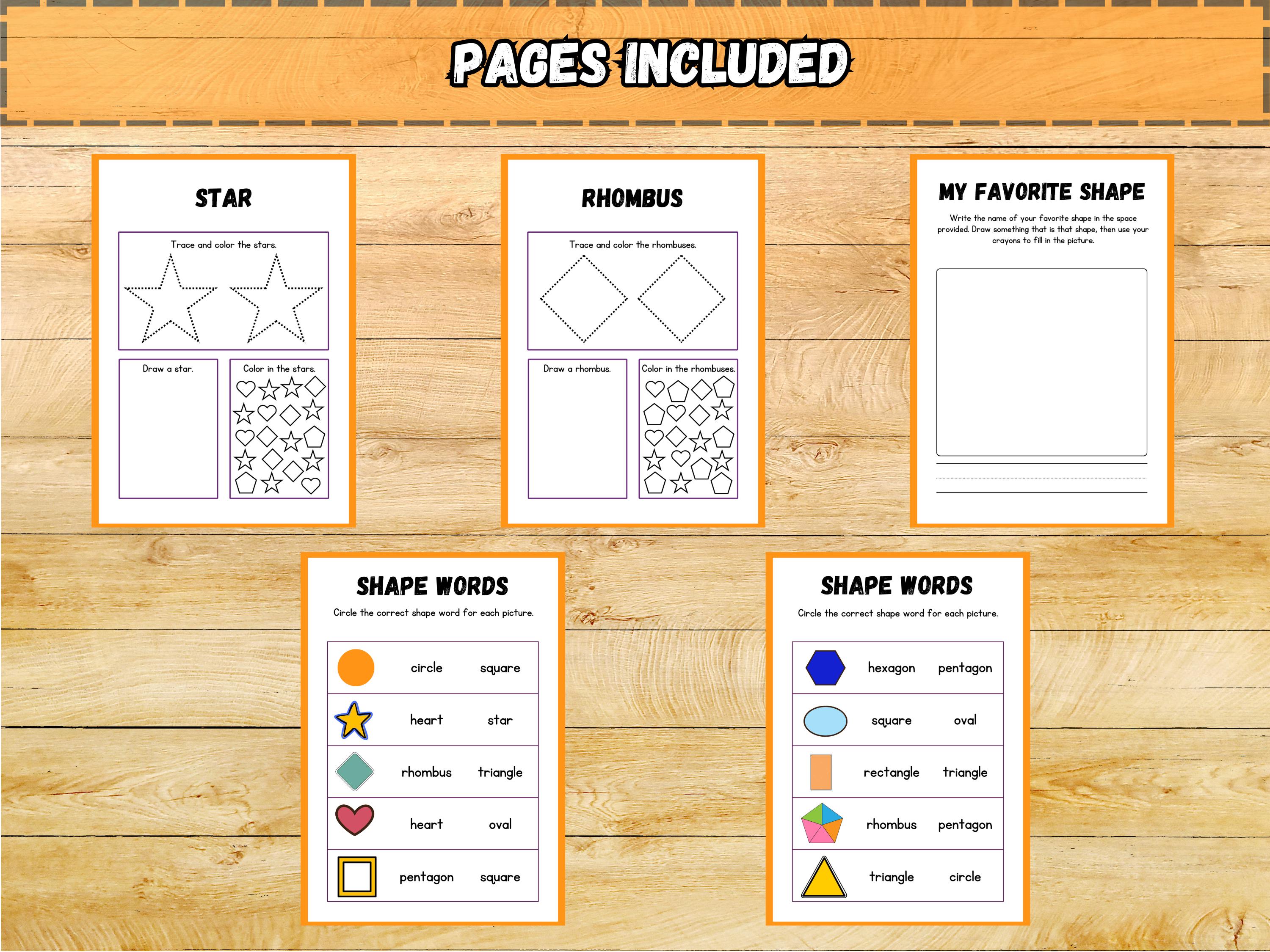 Preschool Geometry Worksheets 2D Shape Matching, Fine Motor Skills ...