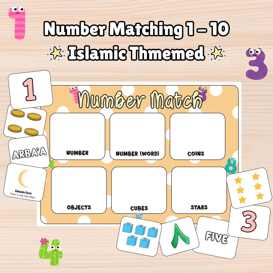 Counting Worksheets Printable Matching Worksheets Islamic Counting ...