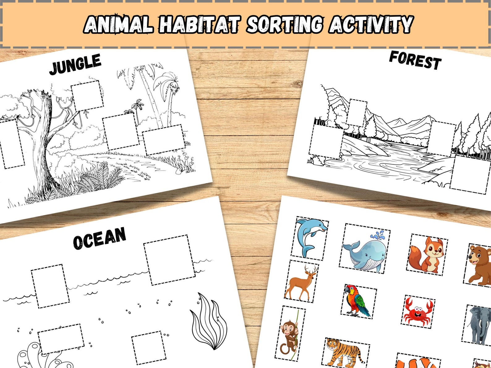 Animal Habitat Sorting Activity: Printable Worksheet for Kids to Learn ...
