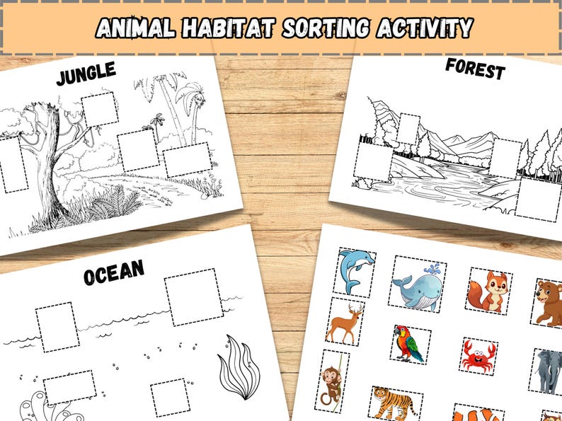 Animal Habitat Sorting Activity: Printable Worksheet for Kids to Learn ...