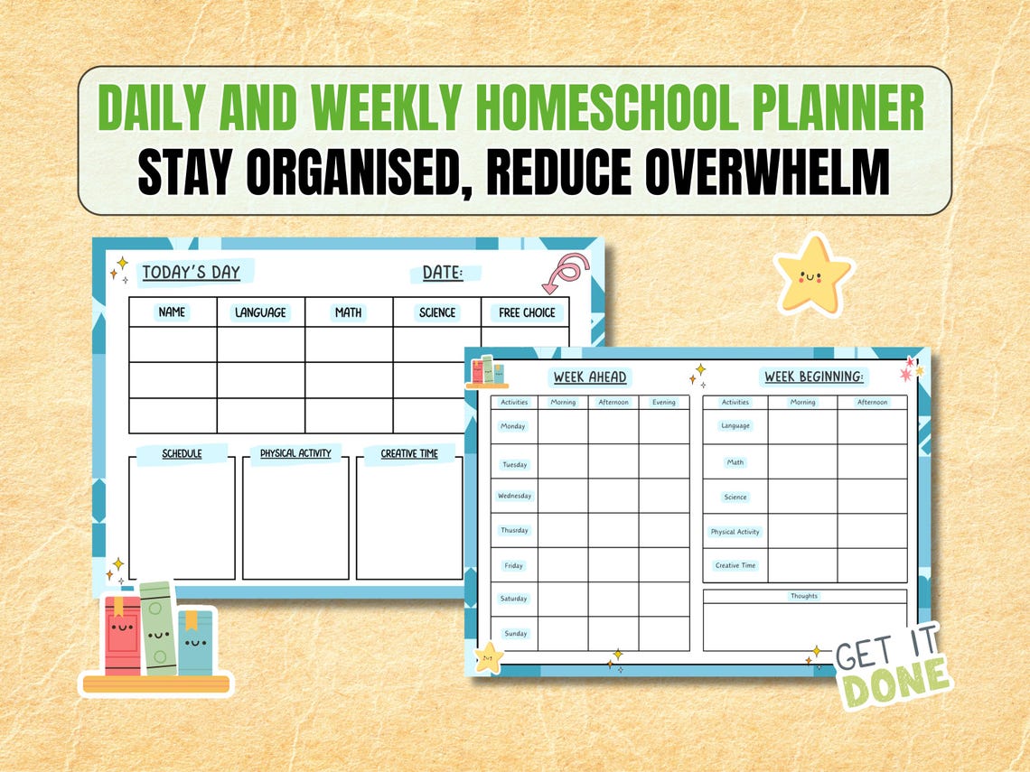 Homeschool Planner Printable: Daily & Weekly Schedule (PDF) - Etsy