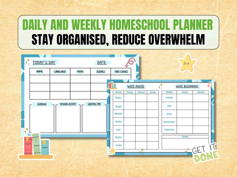 Homeschool Planner Printable for Parents | Daily & Weekly Schedule PDF ...