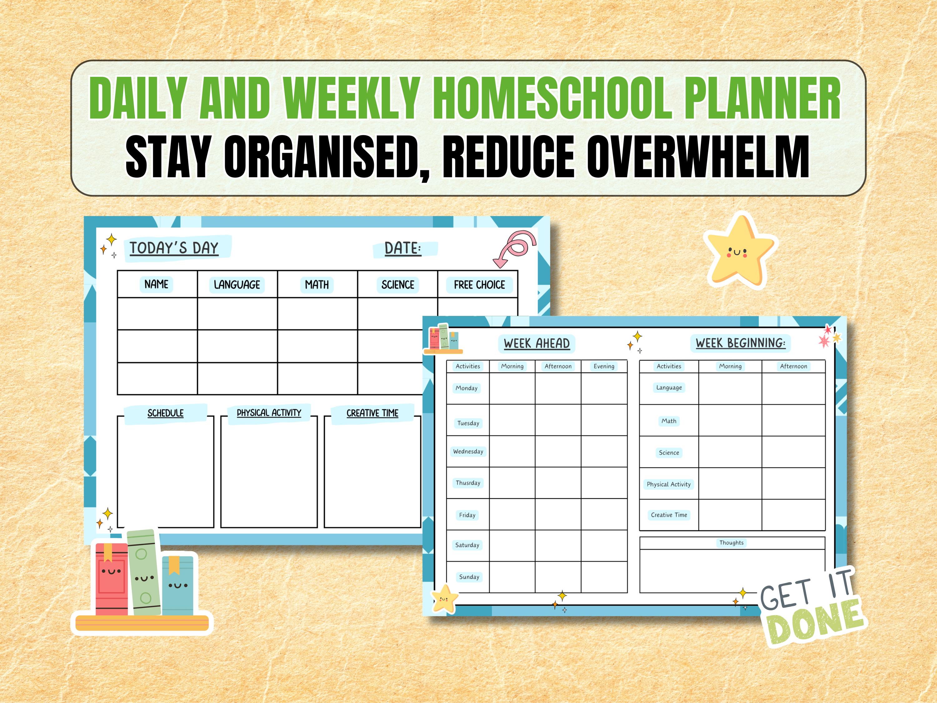 Homeschool Planner Printable for Parents | Daily & Weekly Schedule PDF ...