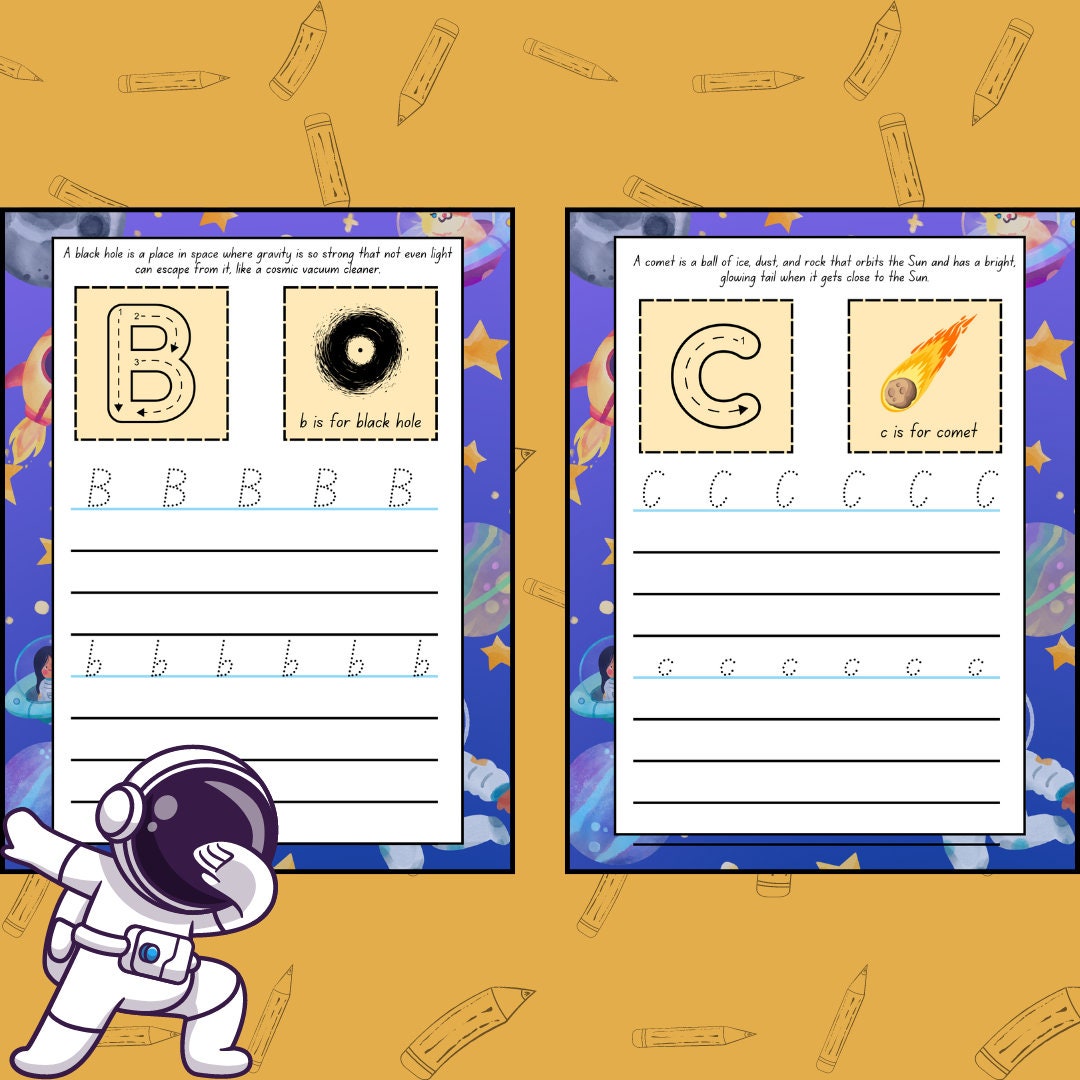 Space Handwriting Practice Kids Writing Workbook Space Activity Sheets ...