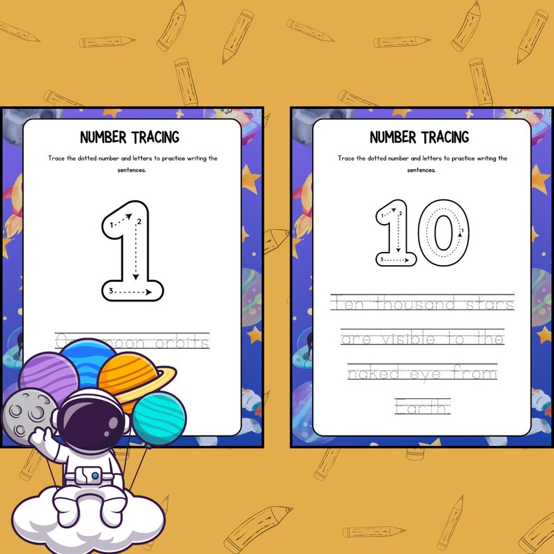 Space Handwriting Practice Kids Writing Workbook Space Activity Sheets ...