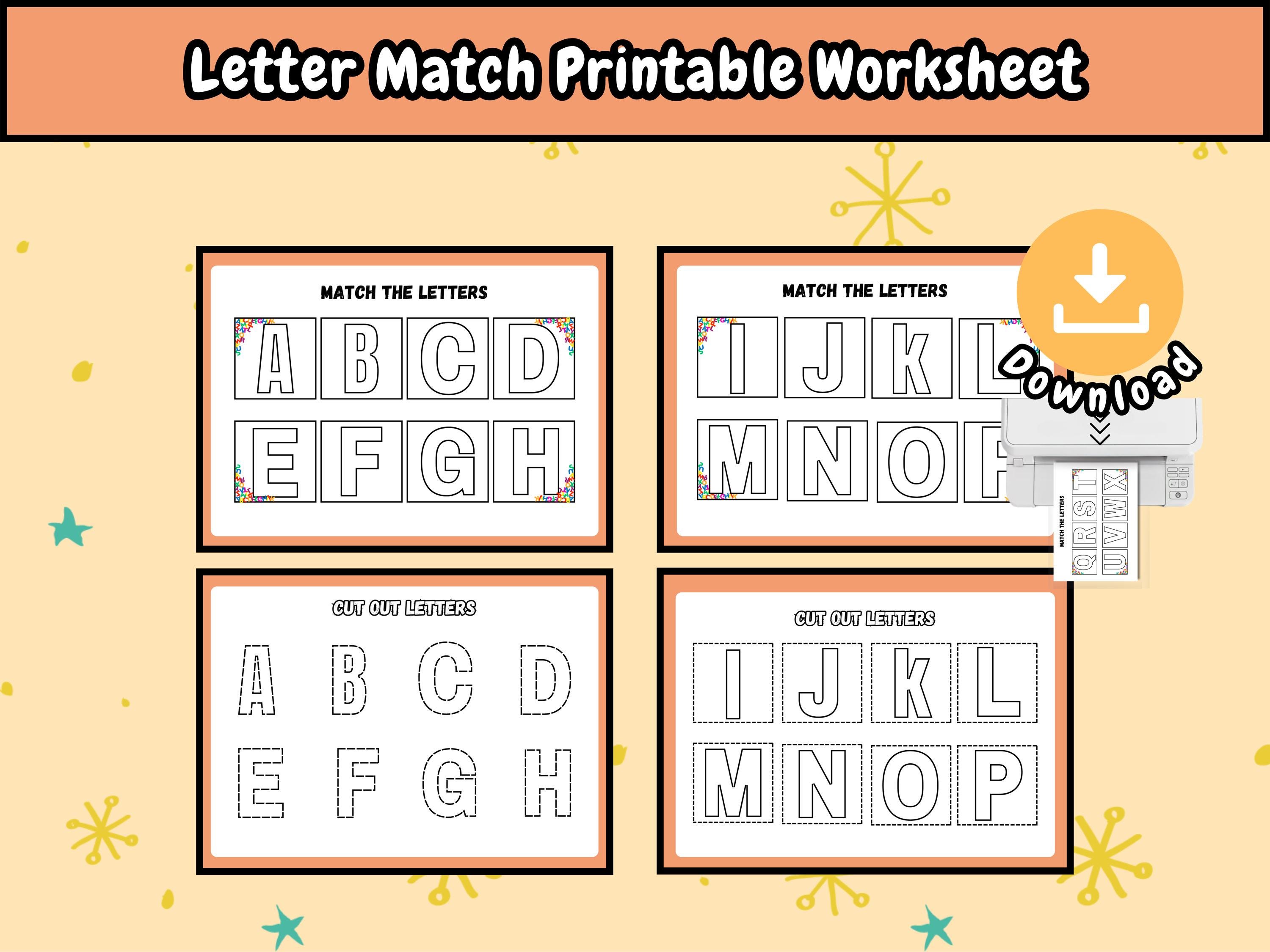 Letter Match Printable Worksheet Alphabet Matching Cut-and-paste ...