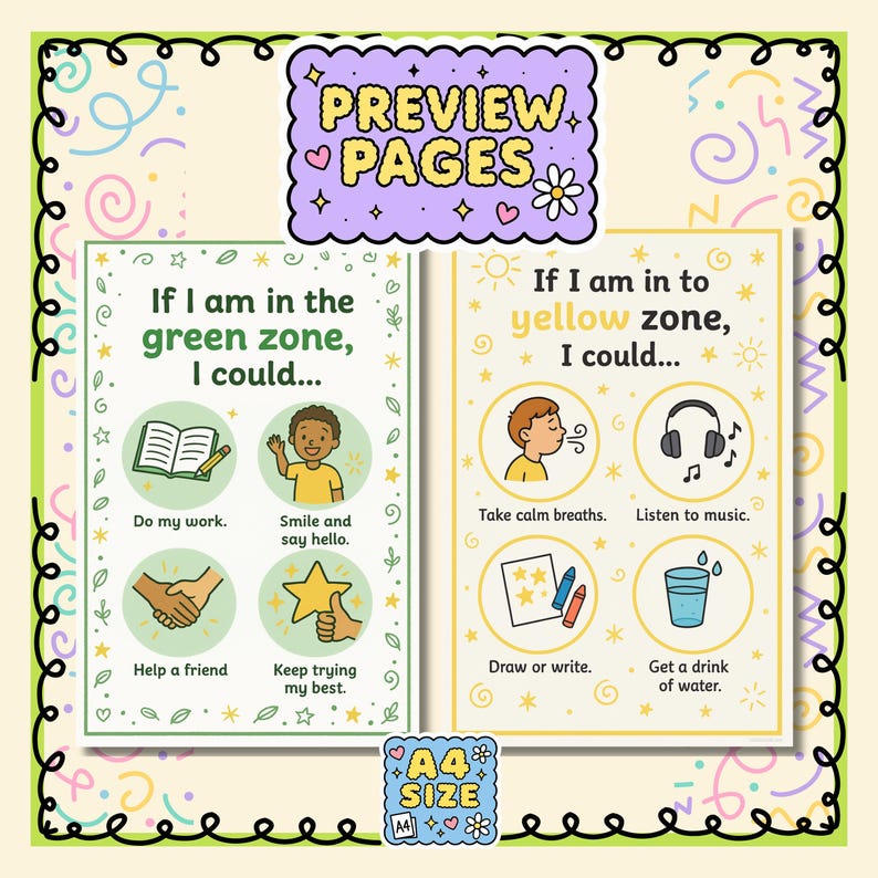 Zones of Regulation Printable | Feelings Chart for Kids | Calm Down ...