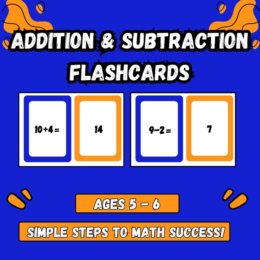 Year 1 Math Flashcards for Kids Fun Addition & Subtraction Learning ...