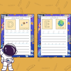 Space Handwriting Practice Kids Writing Workbook Space Activity Sheets ...