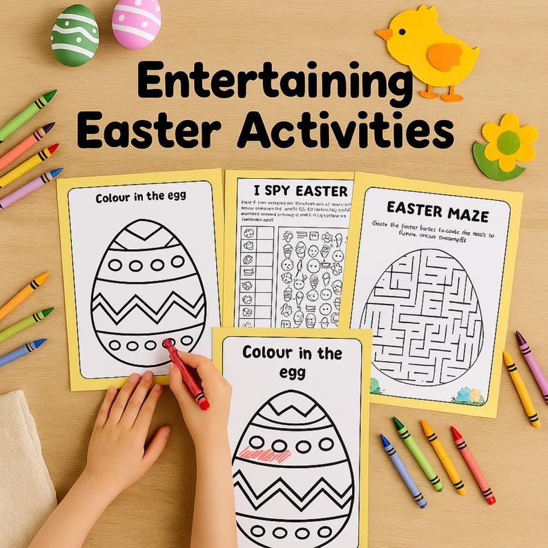 Easter Coloring Pages and Activities for Kids, Instant Download - Etsy