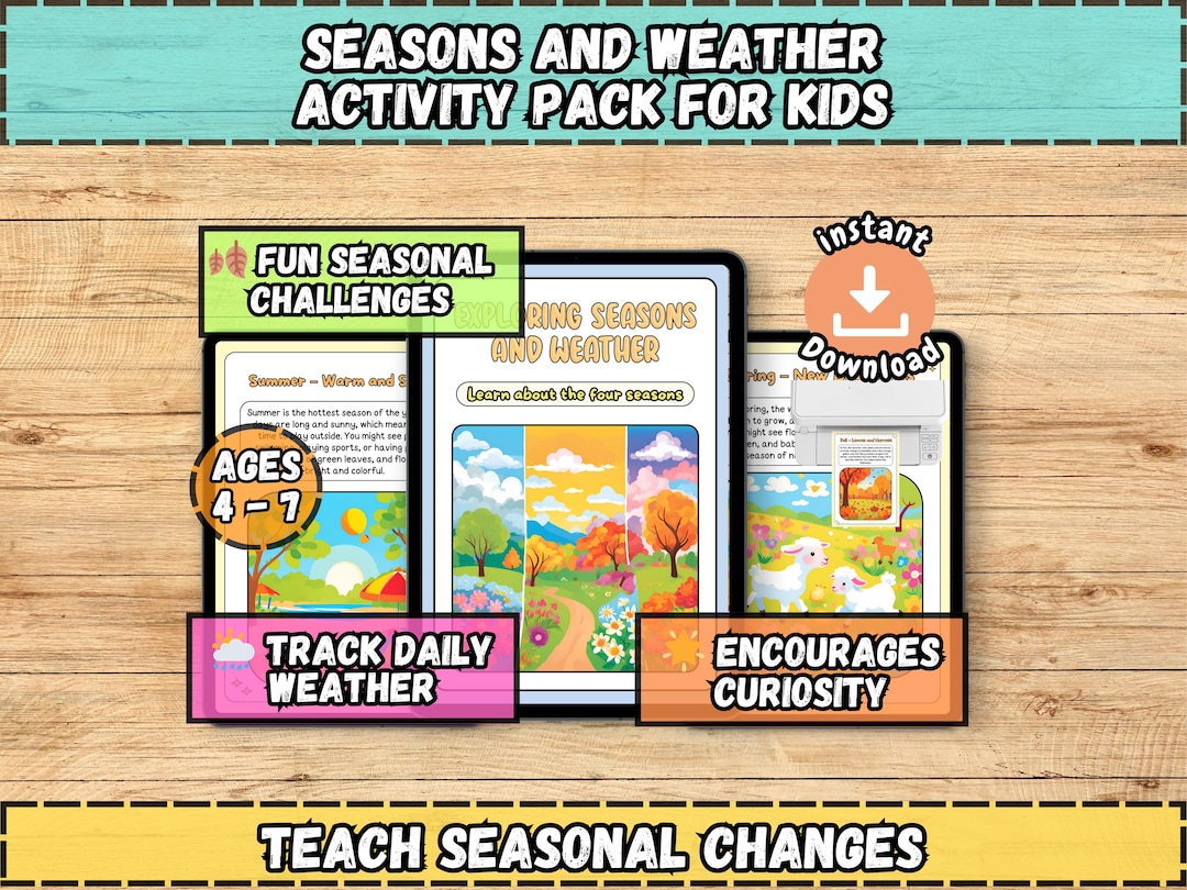 Seasons and Weather Printable Pack | Interactive Learning for Kids ...