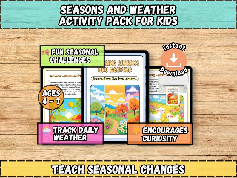 Seasons and Weather Printable Pack Interactive Learning for Kids ...