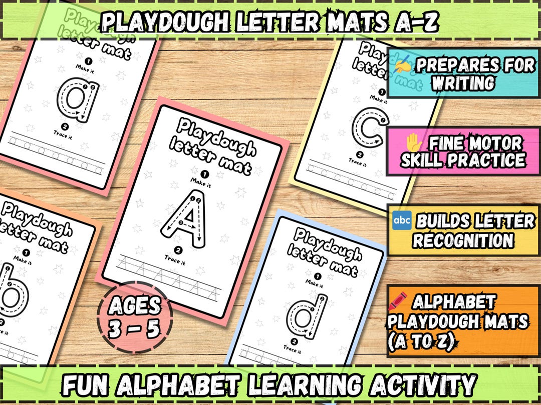 Alphabet Playdough Mats A-Z Letter Tracing, Hands-on Learning ...