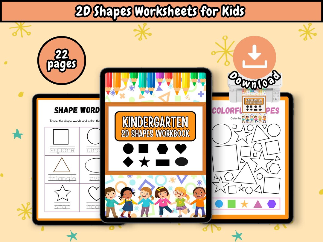 Preschool Geometry Worksheets 2D Shape Matching, Fine Motor Skills ...