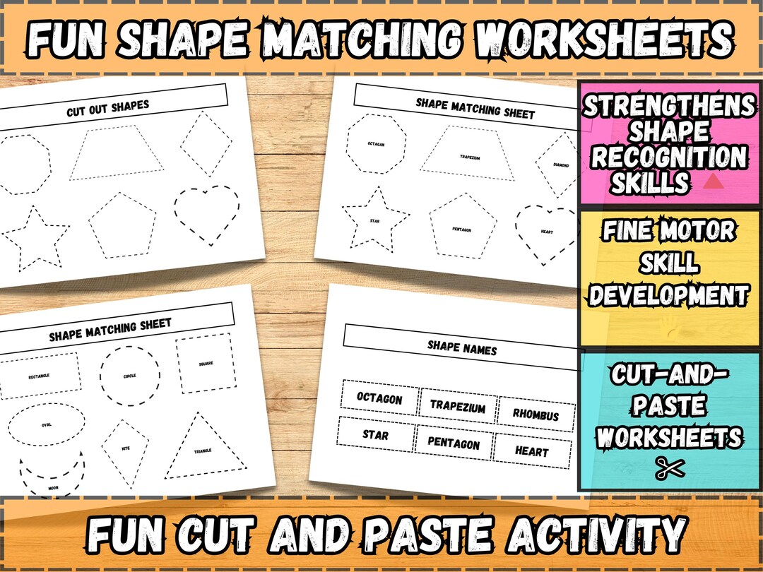 Preschool Shapes Matching Worksheets Geometric Shapes Activity for Kids ...