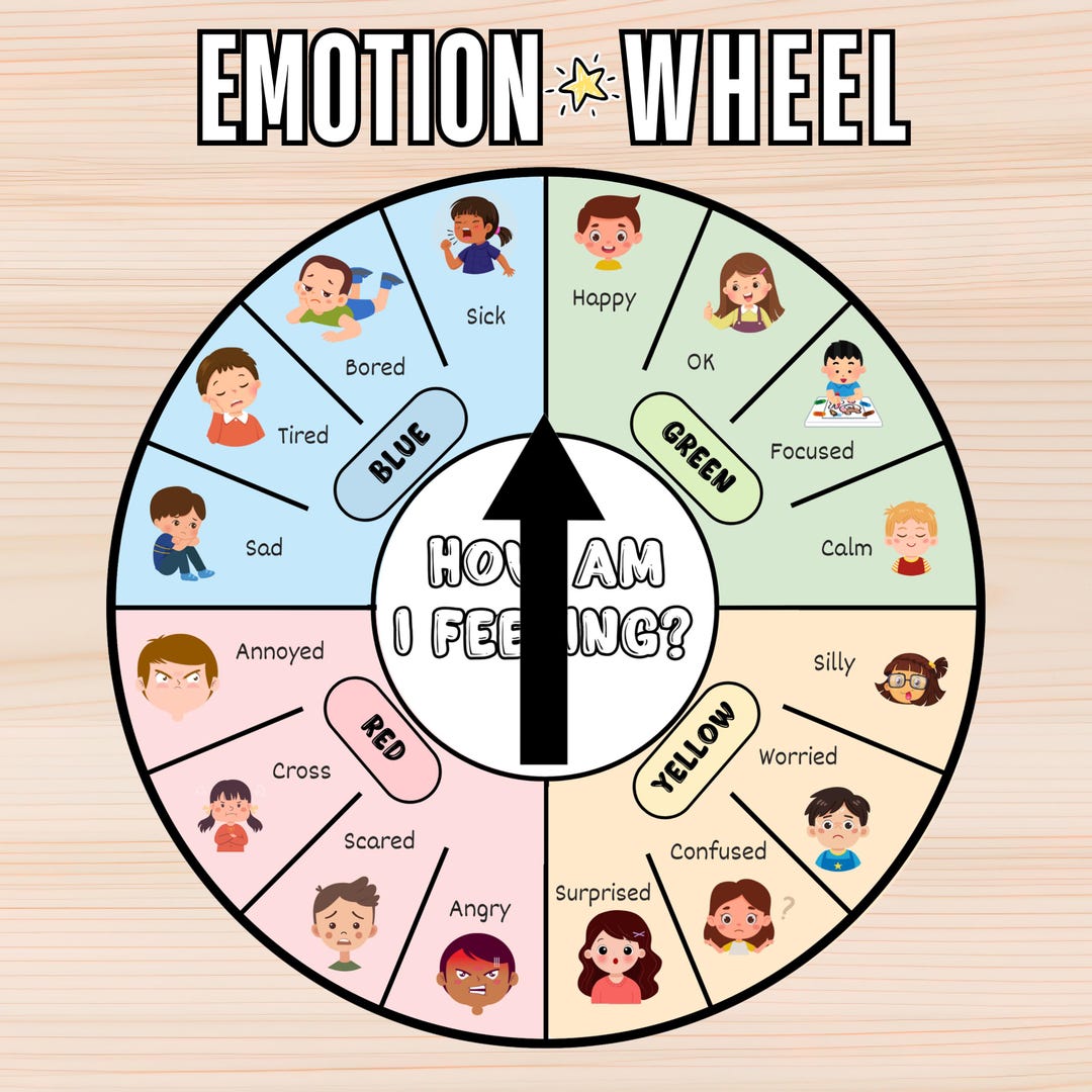 Printable Feelings Wheel, Emotions Wheel| Emotions Wheel Child SEL Tool ...