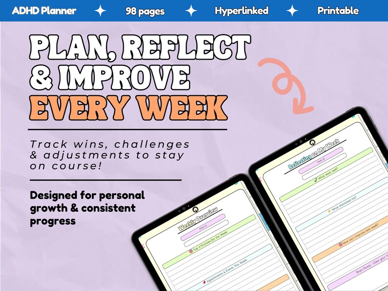 ADHD Digital Planner for Kids | Printable Focus & Routine Tracker ...
