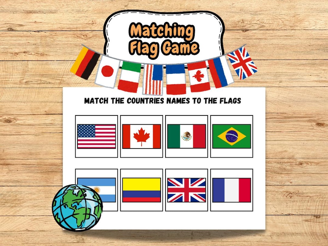 Flags Matching Game for Kids World Exploration Activity Travel Fun ...