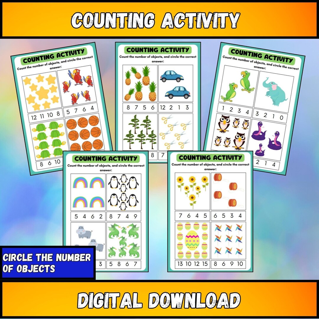 Fun Counting Worksheet for Kids Digital Download - Etsy