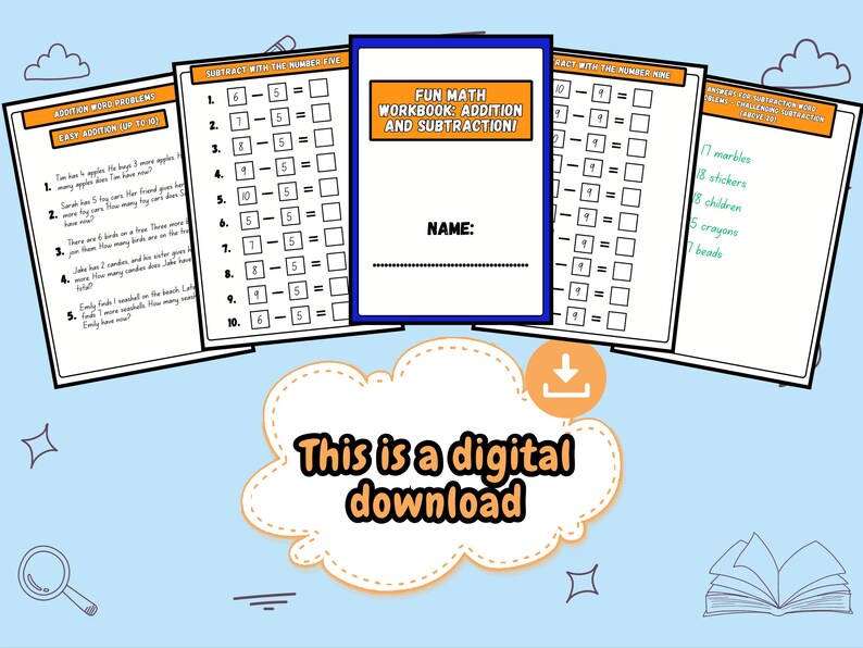 Addition & Subtraction Worksheets Fun Math Activities for Kids Early ...