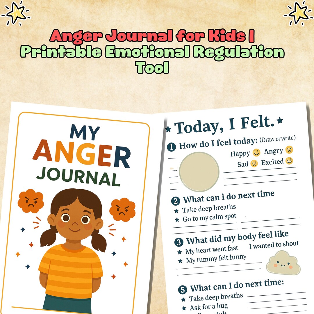 Anger Journal for Kids: Emotional Regulation, Therapy Tool (digital ...