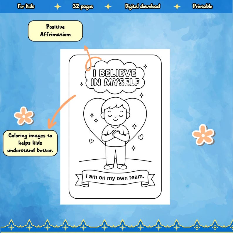 Confidence and Courage Coloring Pages for Kids Ages 4–10 | Positive ...