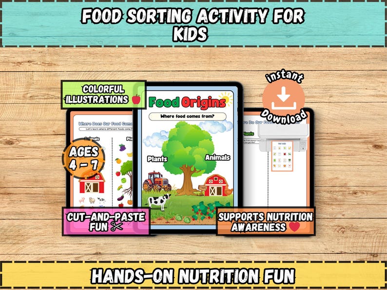 Food Worksheet Food Sorting Activity for Kids | Plant Vs. Animal Foods ...